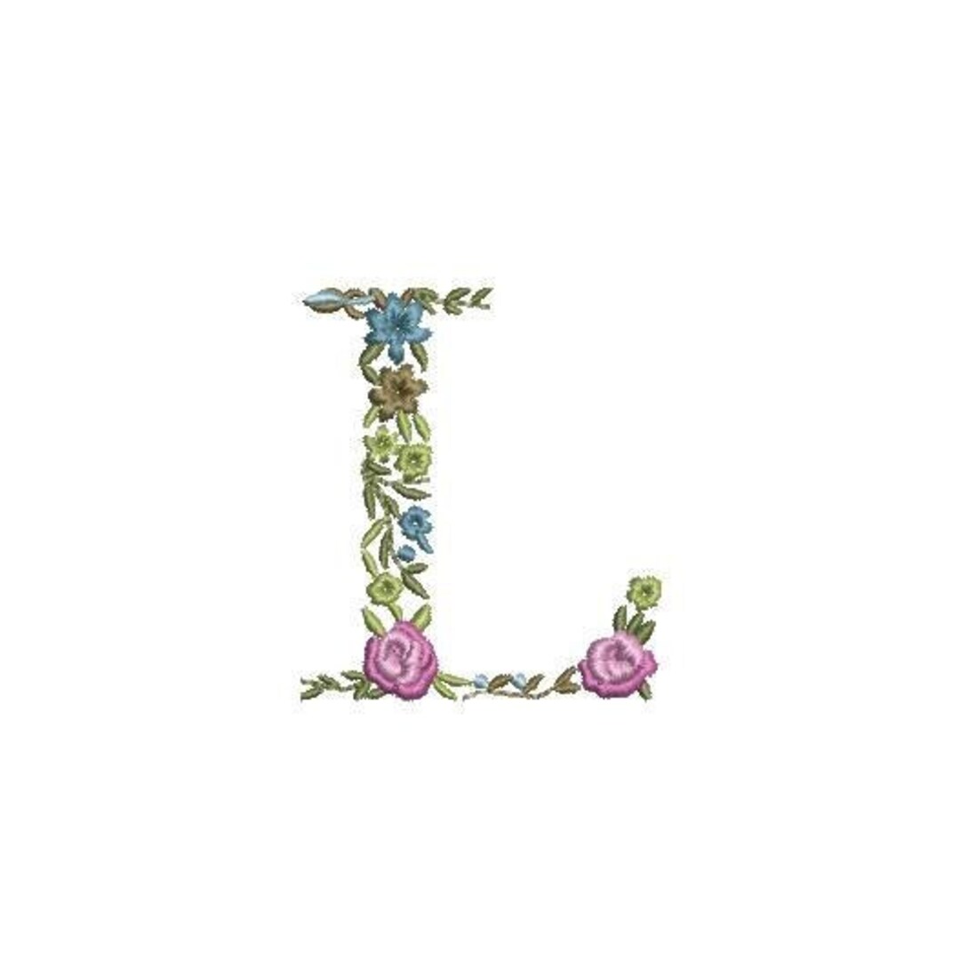 2 Sizes floral Letter L Floral Font Machine Embroidery Design - Etsy