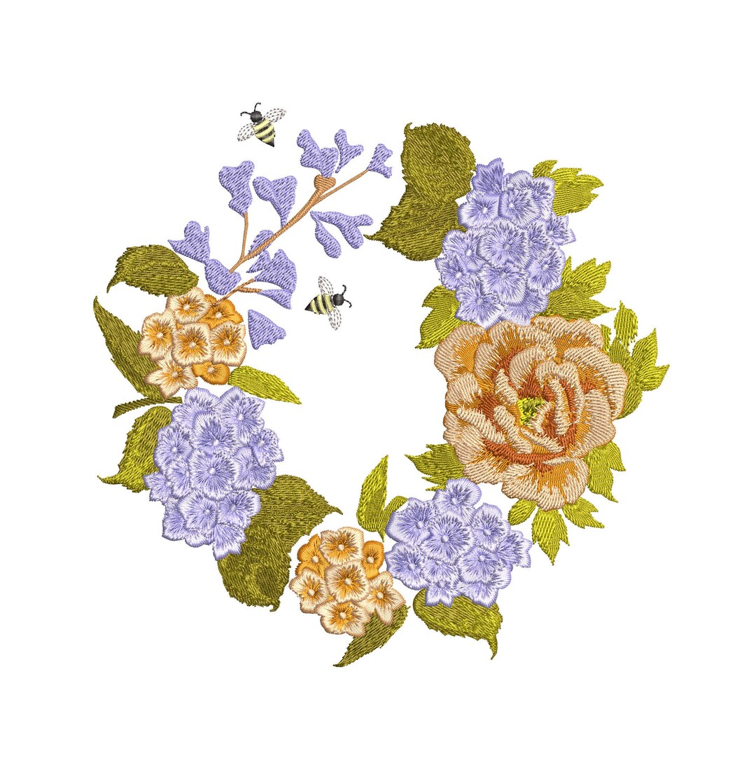 4 Sizes "floral Wreath" Machine Embroidery Design - Etsy