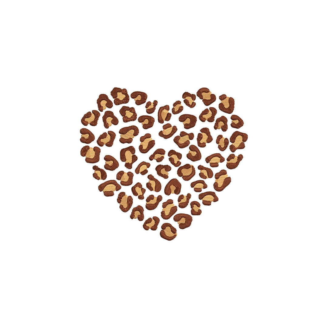 4 Sizes "leopard Heart" Machine Embroidery Design - Etsy