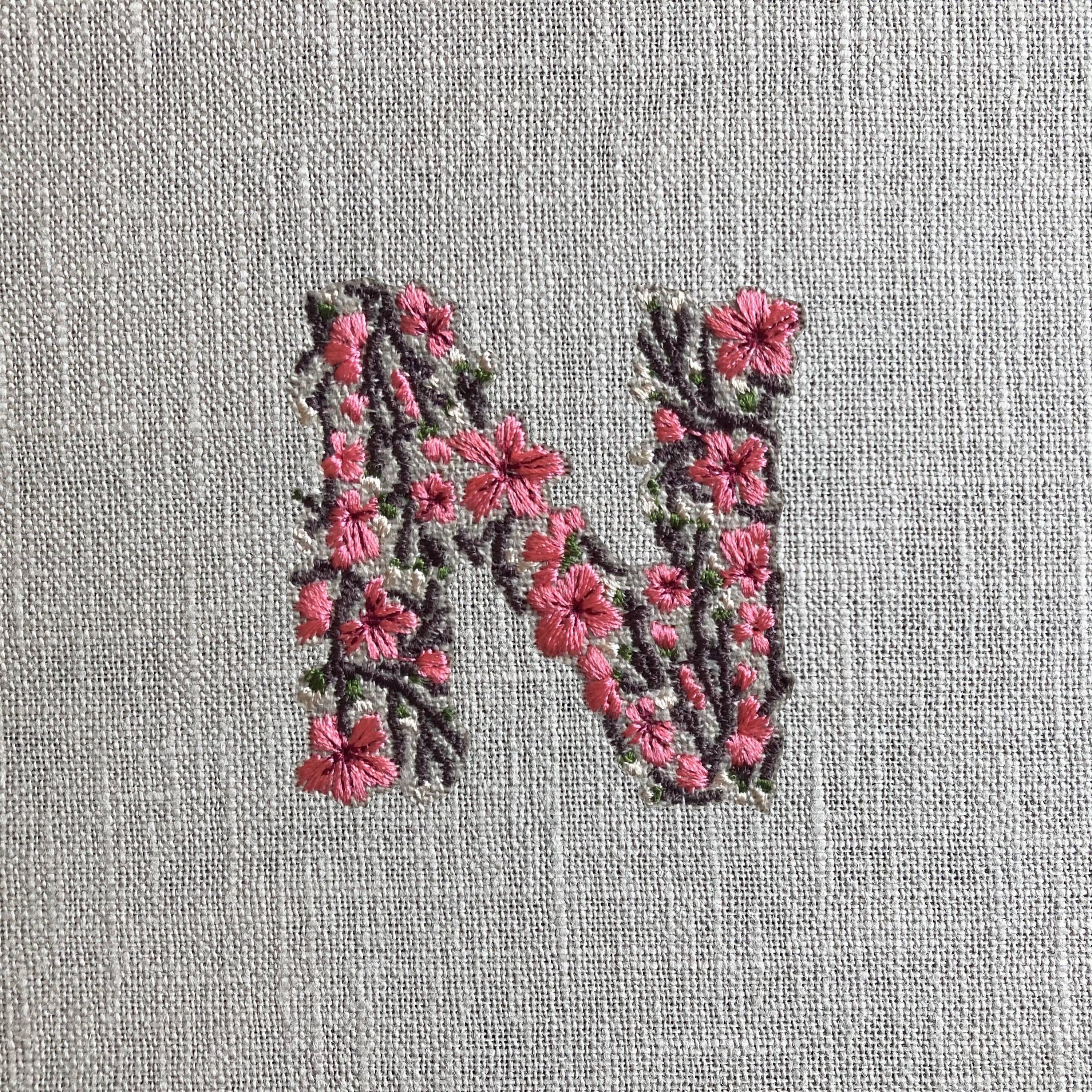 5 Sizes "cherry Blossom Letter "n" Machine Embroidery Design - Etsy
