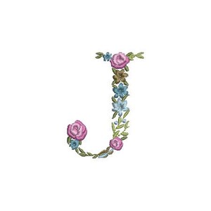 2 Sizes "floral Letter J" Floral Font Machine Embroidery Design - Etsy