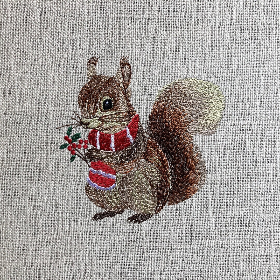 3 Sizes "christmas Squirrel" Machine Embroidery Design - Etsy
