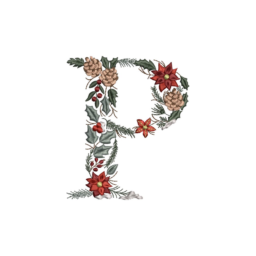 Christmas Alphabet Letter P Machine Embroidery Design - Etsy