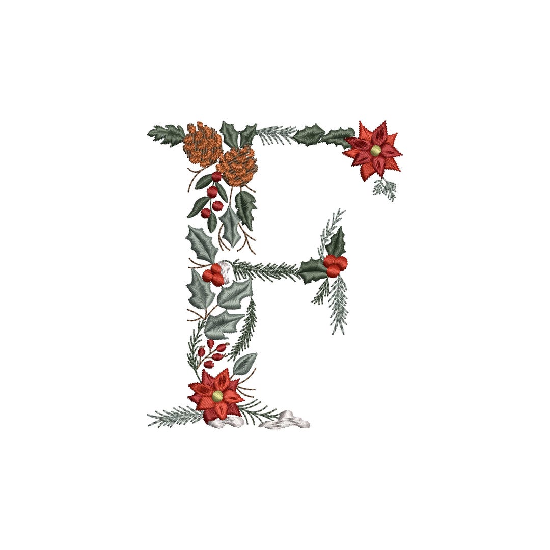 Christmas Alphabet Letter F Machine Embroidery Design - Etsy
