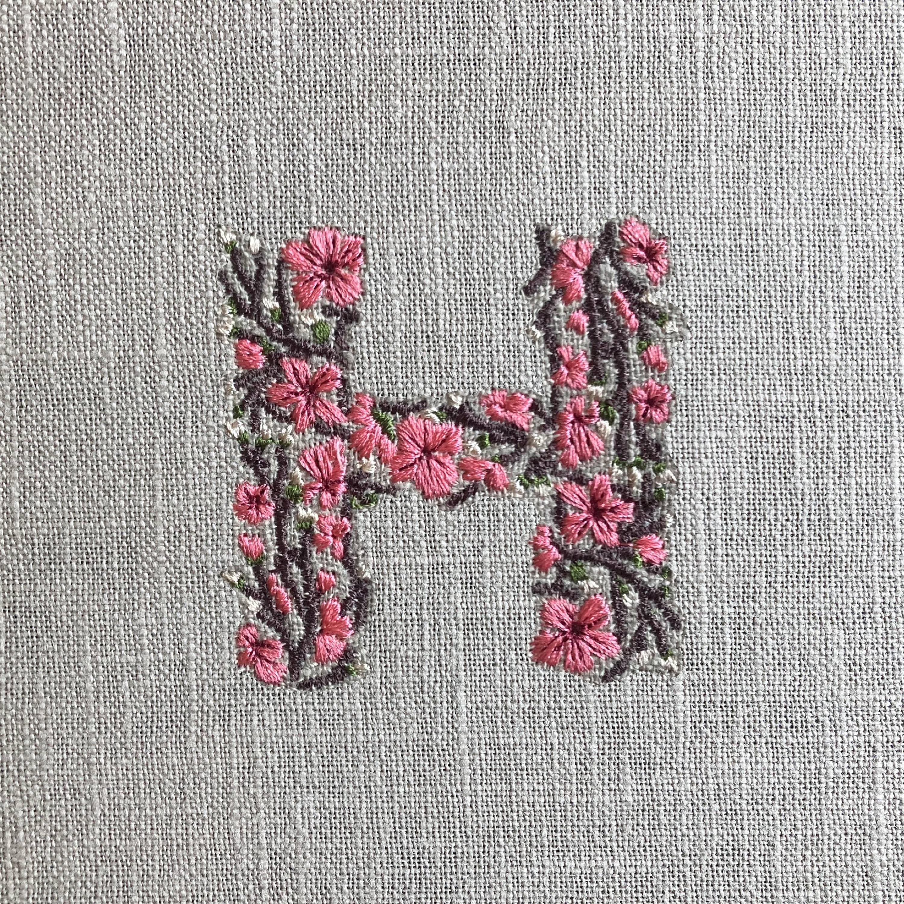 5 Sizes "cherry Blossom Letter "h" Machine Embroidery Design - Etsy Canada
