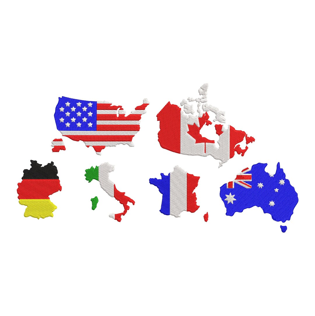 6 Individual Designs "countries" Machine Embroidery Design - Etsy