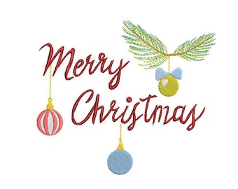 3 Sizes merry Christmas Machine Embroidery Design - Etsy