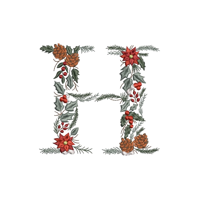 Christmas Alphabet Letter H Machine Embroidery Design - Etsy