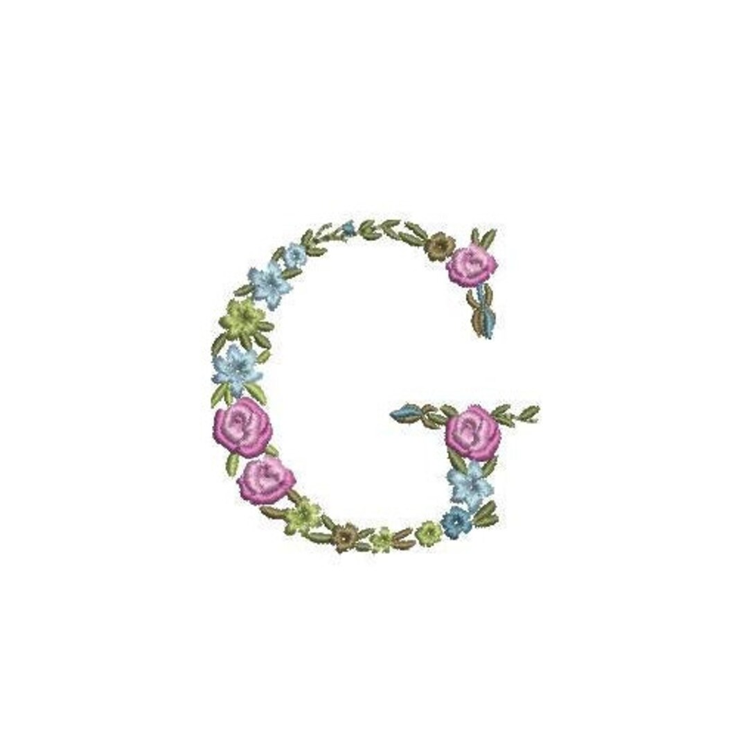 2 Sizes floral Letter G Floral Font Machine Embroidery Design - Etsy