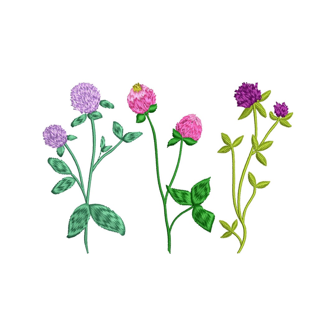 6 Sizes "clover Flowers" Machine Embroidery Design - Etsy