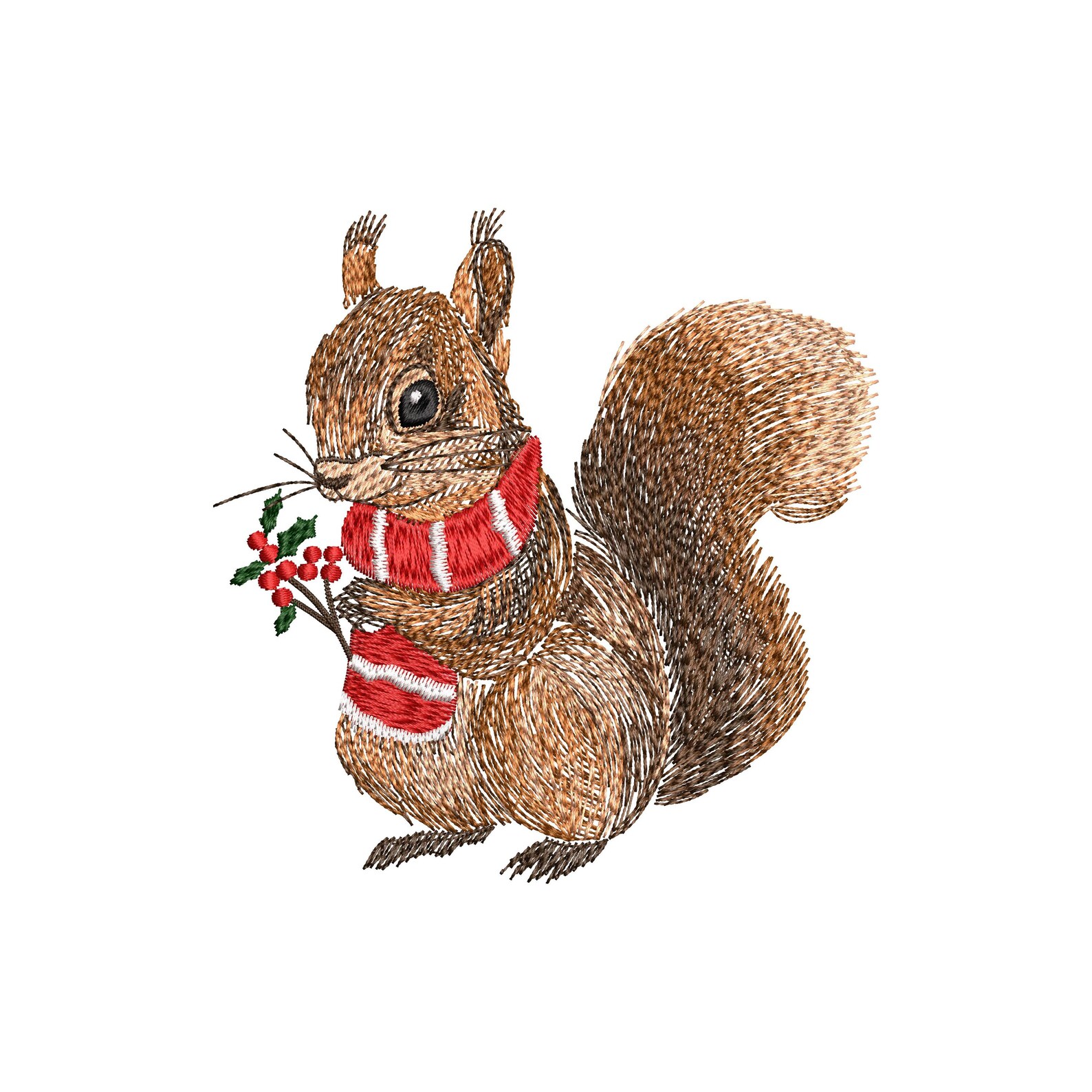 3 Sizes "christmas Squirrel" Machine Embroidery Design - Etsy
