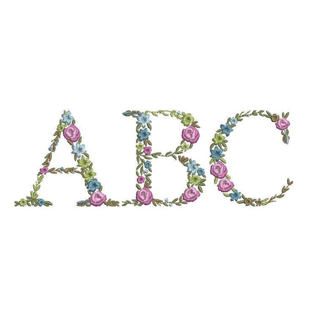 Floral Alphabet Machine Embroidery Design (large Size) - Etsy