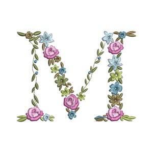 2 Sizes "floral Letter M" Floral Font Machine Embroidery Design - Etsy