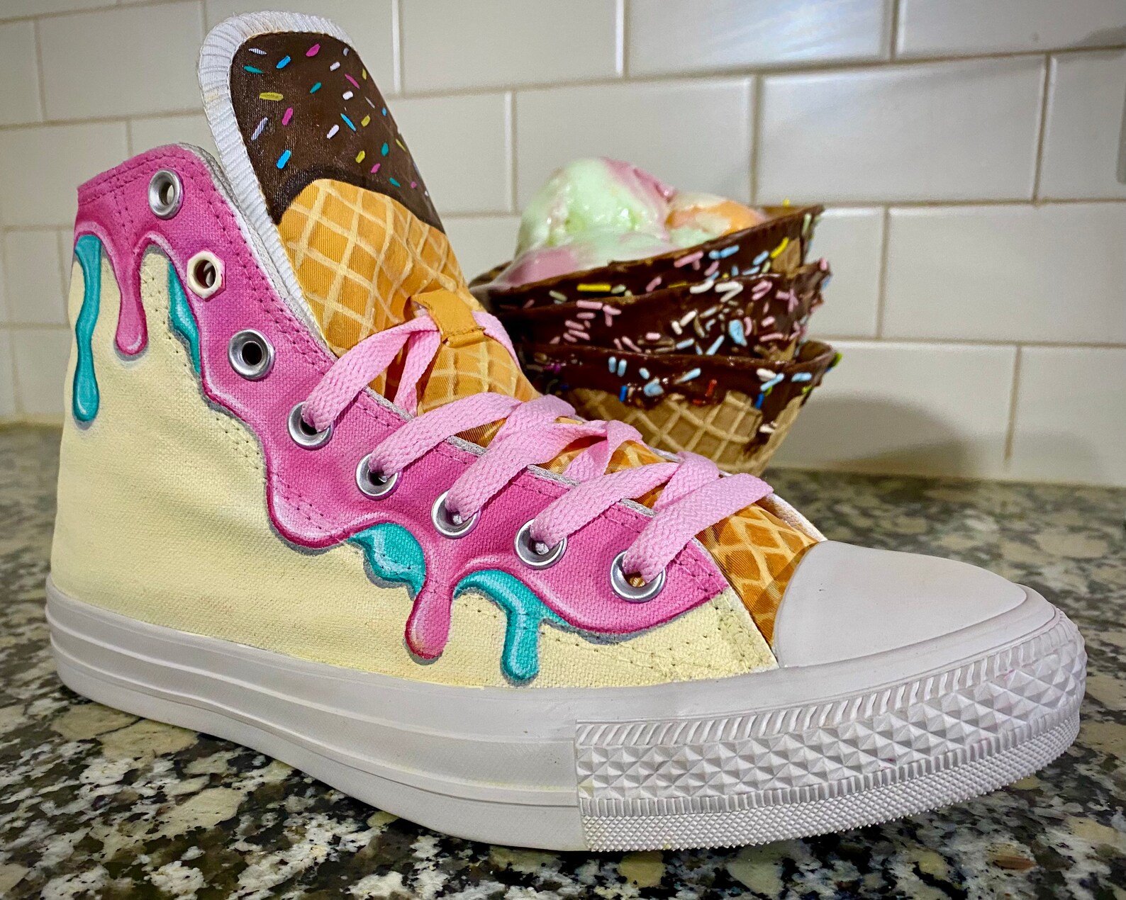 Custom Converse High Tops With Ice Cream Drip Hand Painted Shoes Make ...