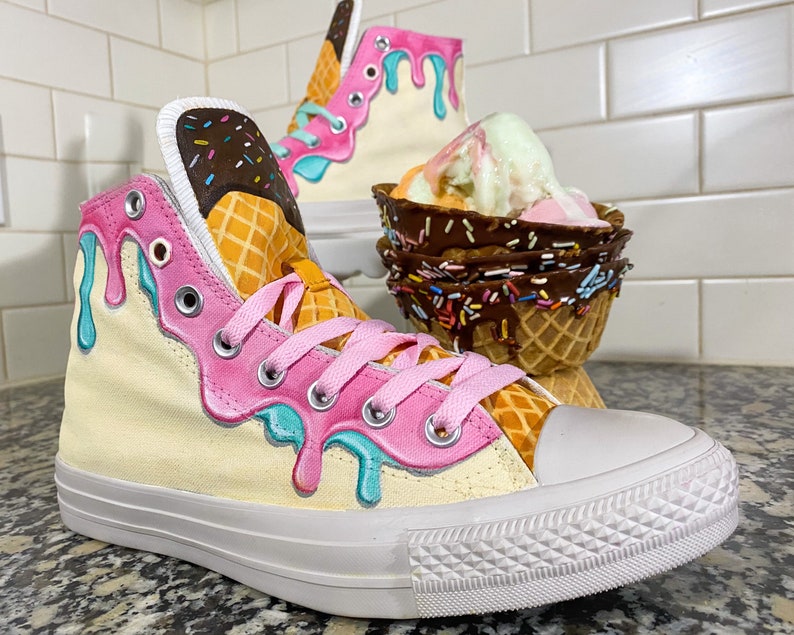 Custom Converse High Tops With Ice Cream Drip - Hand Painted Shoes Make ...
