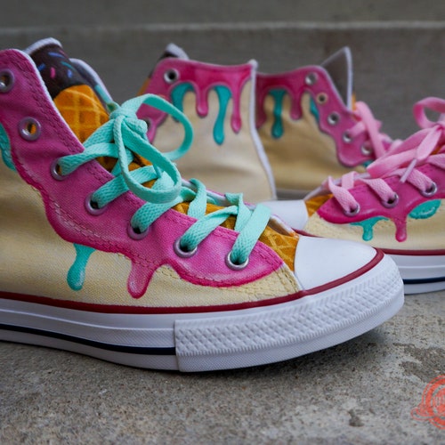 Ice Cream Cone Hand Painted High Top Converse - Etsy