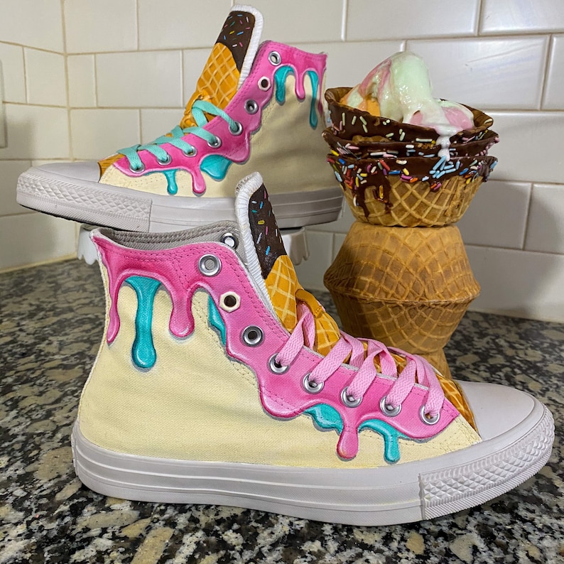 Custom Converse High Tops With Ice Cream Drip - Hand Painted Shoes Make ...