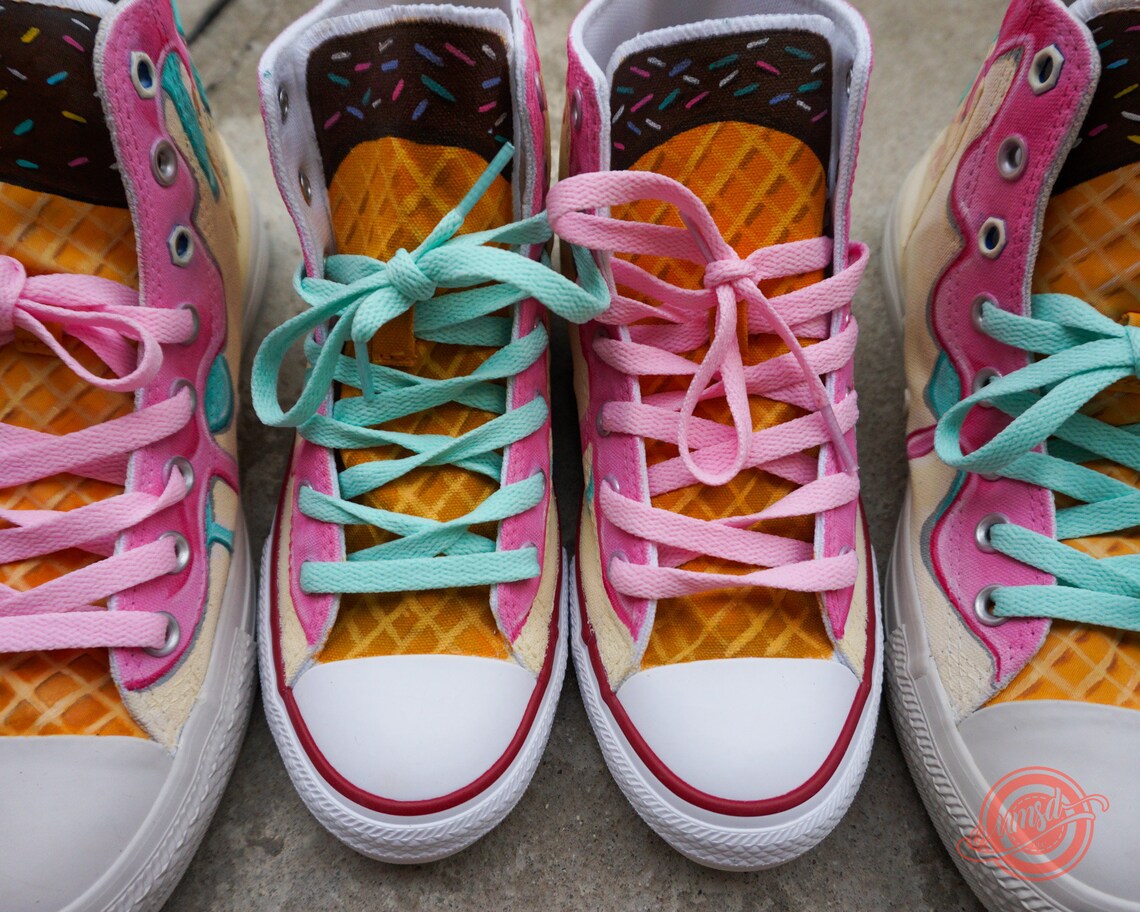 Custom Converse High Tops With Ice Cream Drip - Hand Painted Shoes Make ...