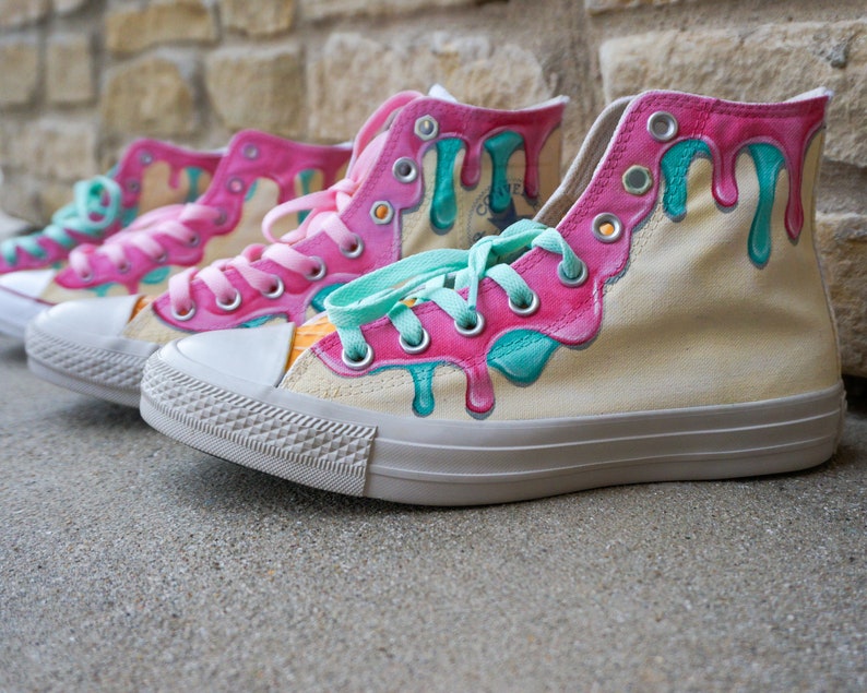 Custom Converse High Tops With Ice Cream Drip - Hand Painted Shoes Make ...