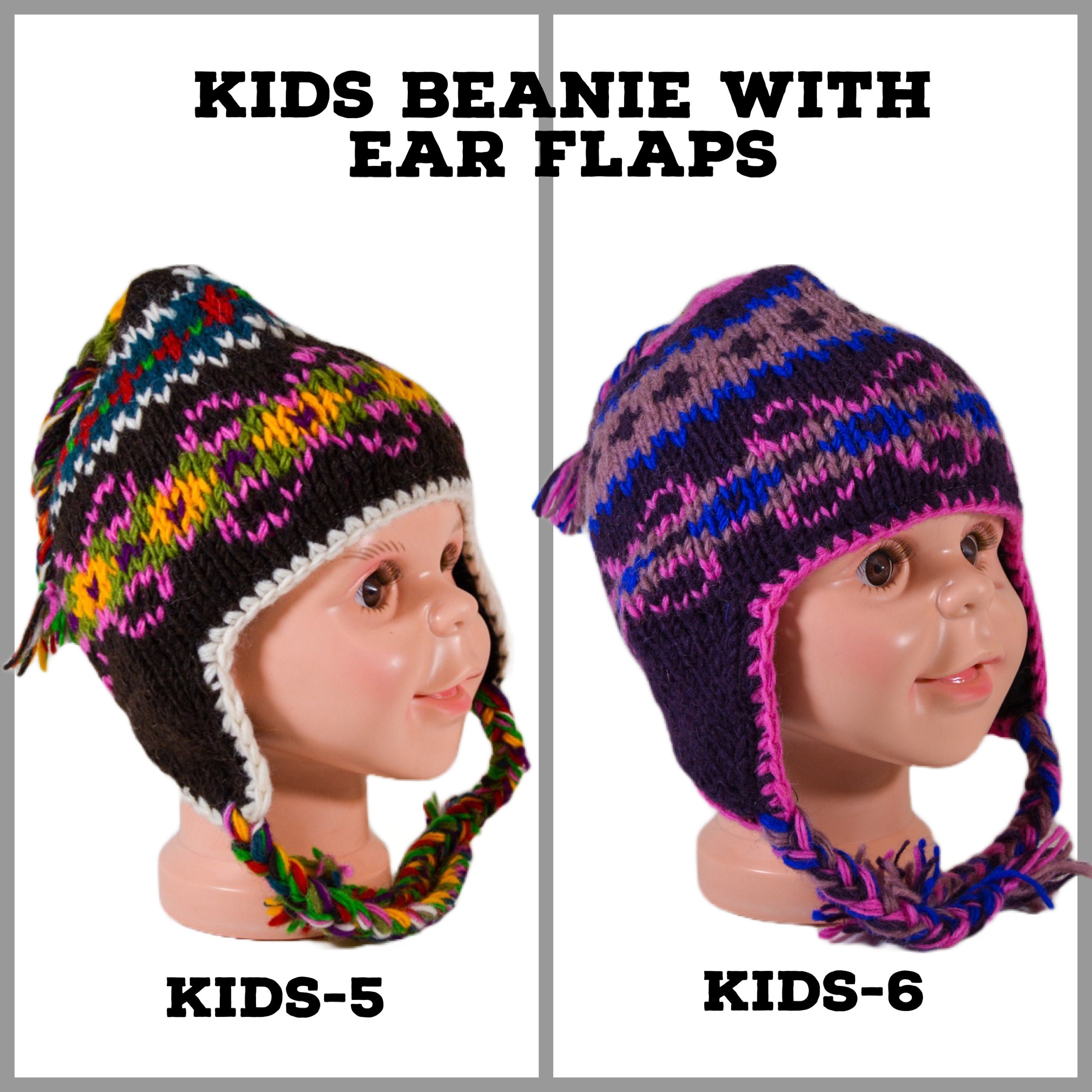 Hand Knit Himalayan Girl/boy Sherpa Cap, 100% Nepal Wool, Ski/tracker ...