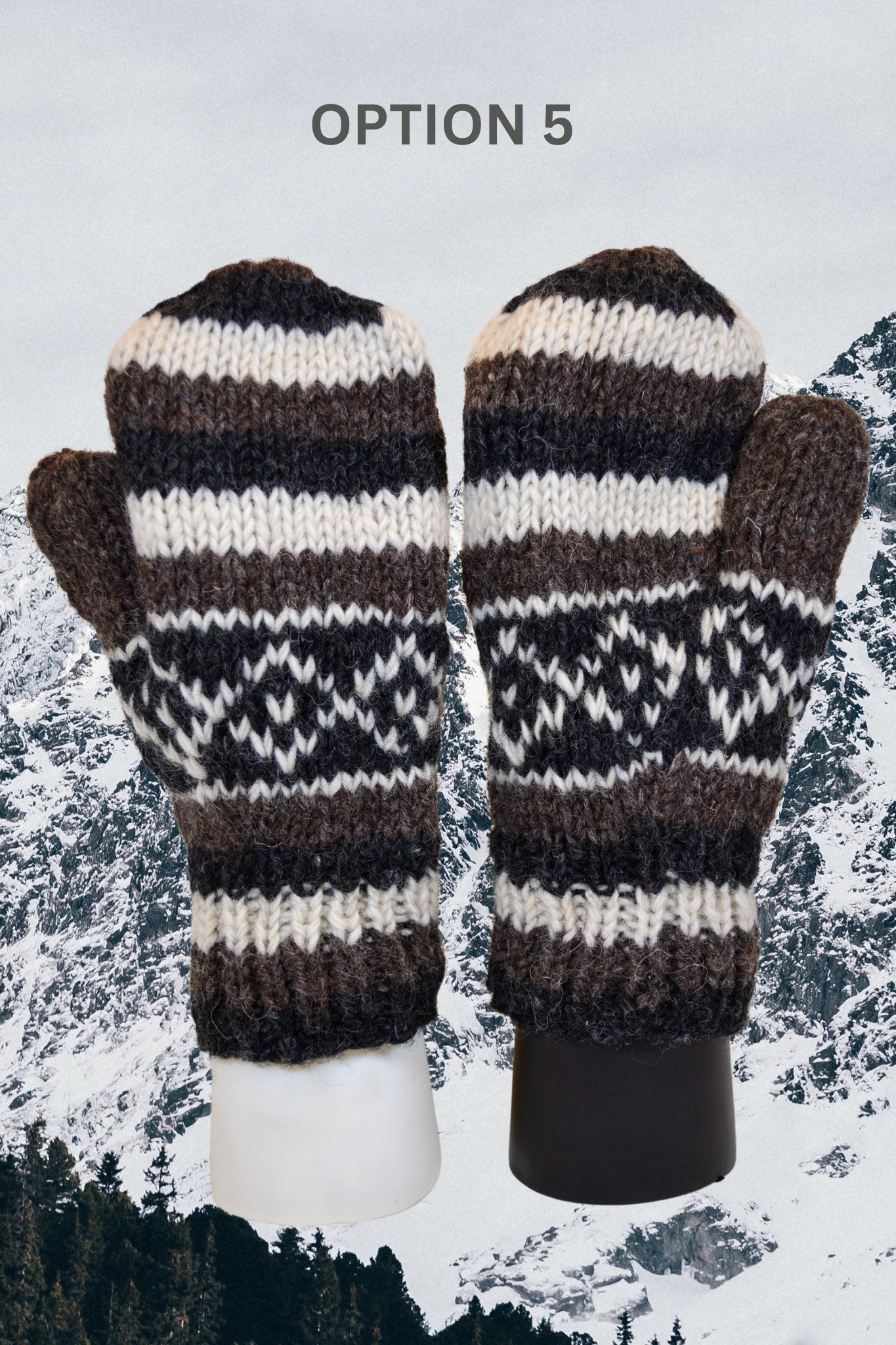 Hand Knit 100% Woolen Mittens for Adult. Unisex Mitten. Fleece Lined ...