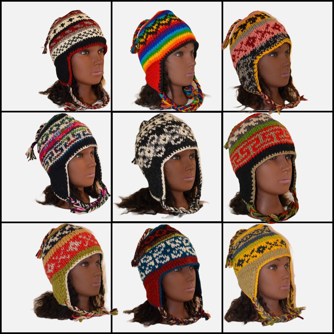 Handknit Himalayan/sherpa Cap/beanie, 100% Nepal Wool, Ski/tracker Wool ...