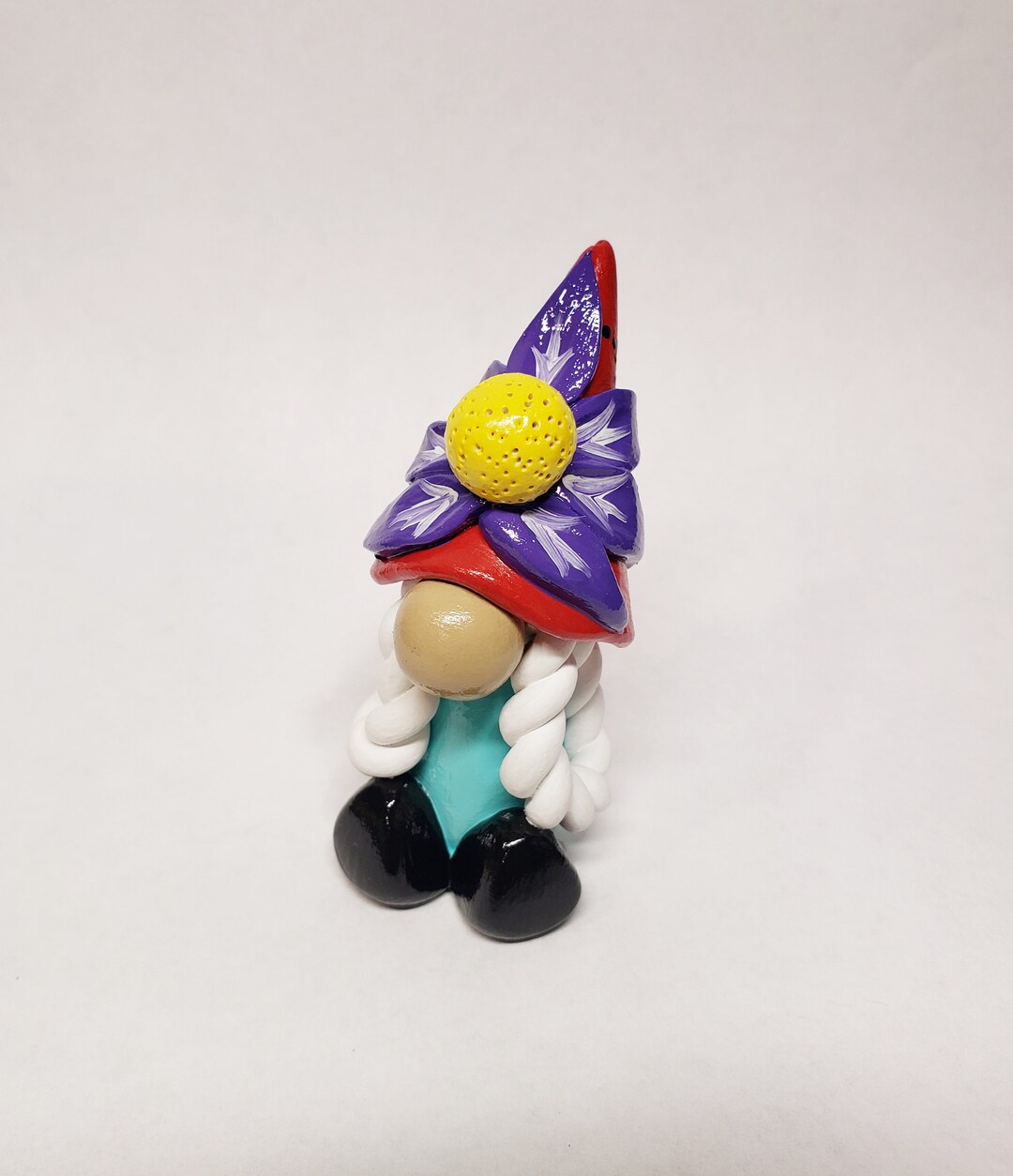 Female Gnome, Miniature Female Gnome, Purple Flower Gnome Girl, Tiny ...