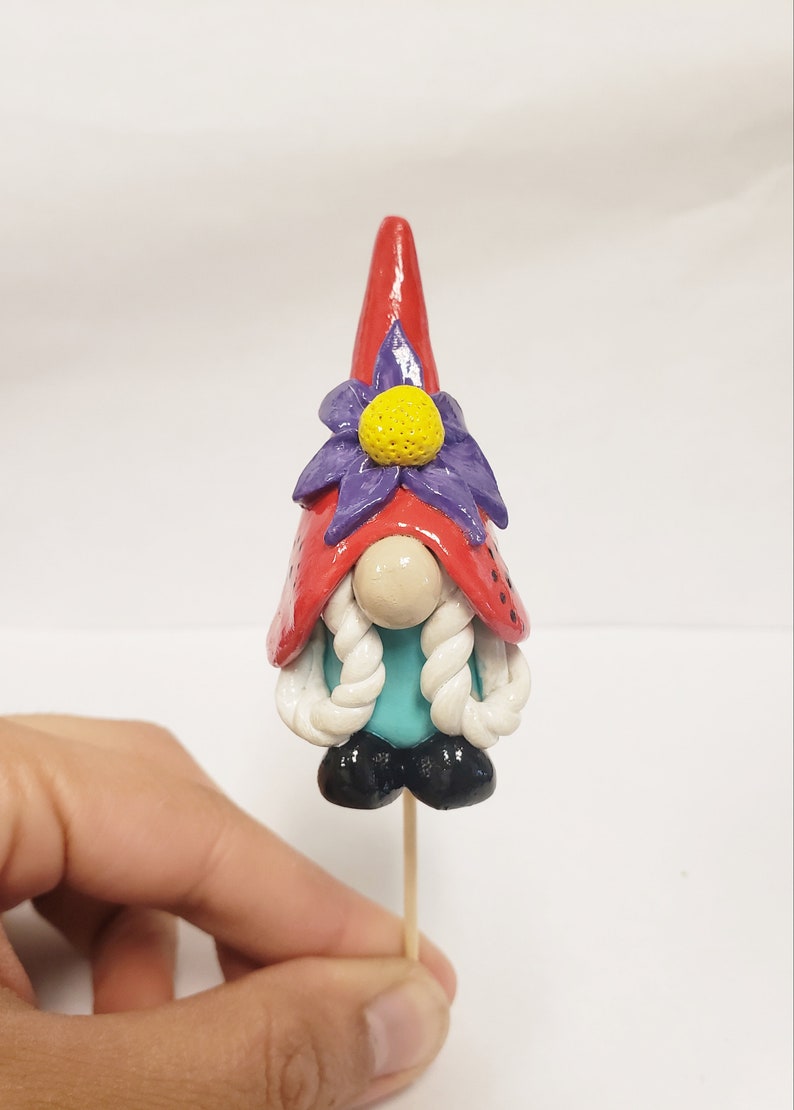 Female Gnome miniature Female Gnome purple flower gnome | Etsy