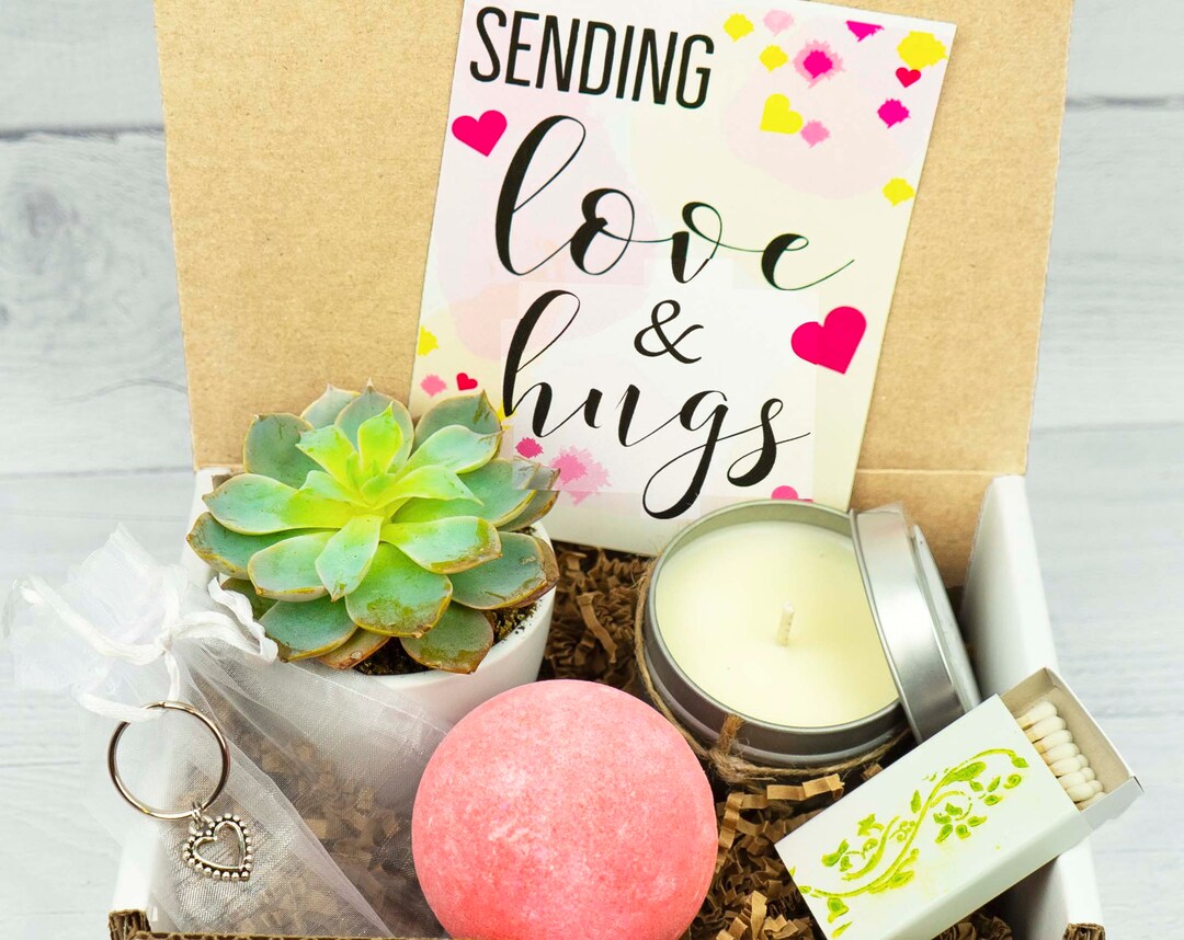 CARE PACKAGE. Gift Box. Sending Love and Hugs. Live Succulent ...