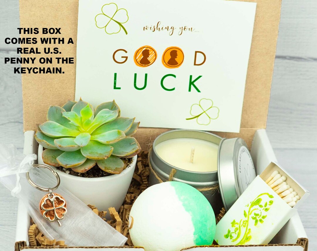 GOOD LUCK. Care Package. Good Vibes. Lucky Penny. Live Succulent ...