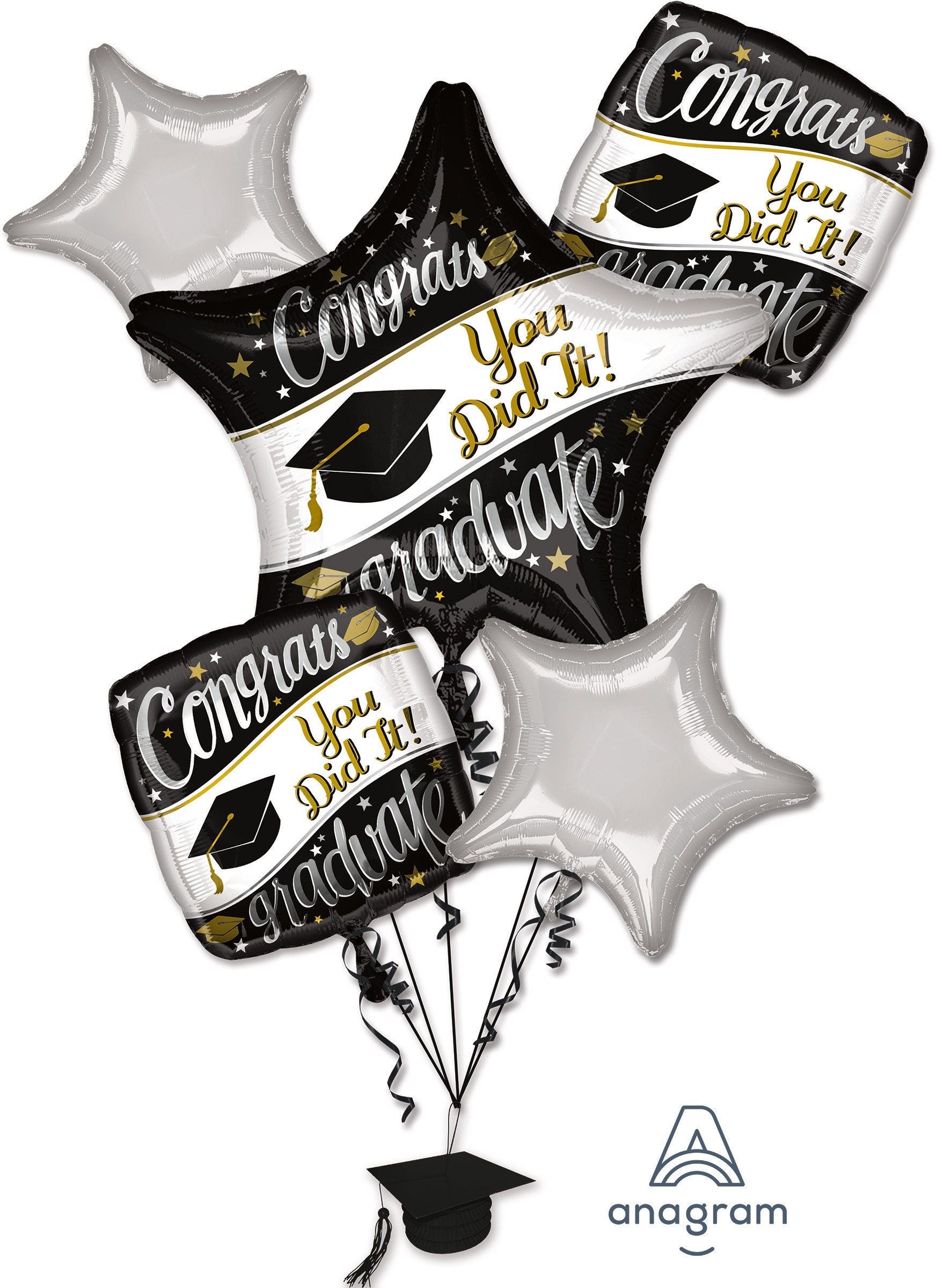Congrats Graduate Bouquet Balloon Set Mylar Balloons - Etsy