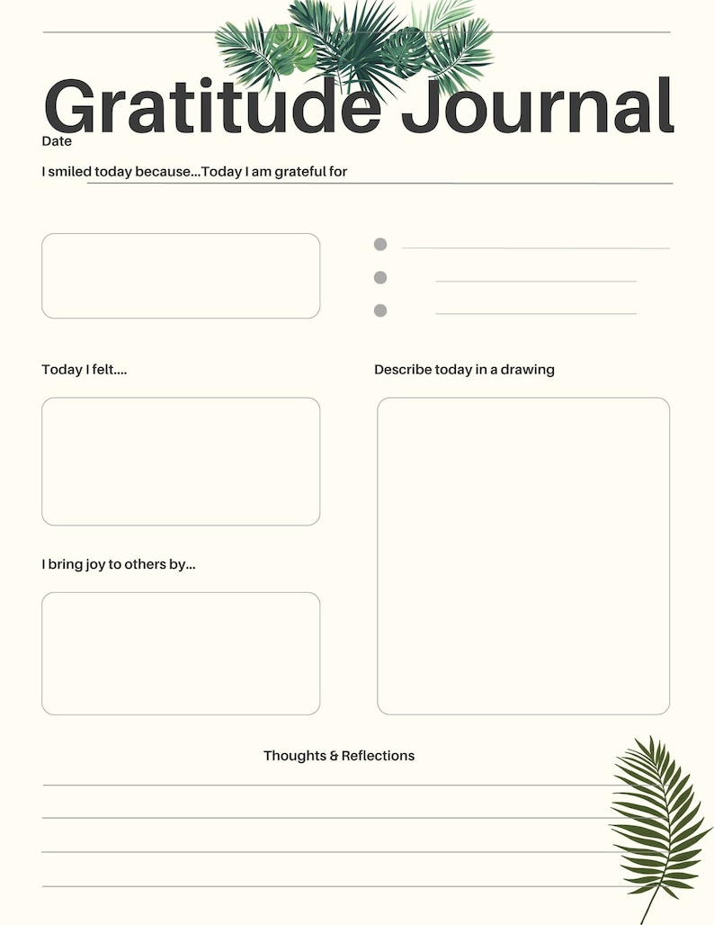 Gratitude Printable Journal PDF Daily - Etsy