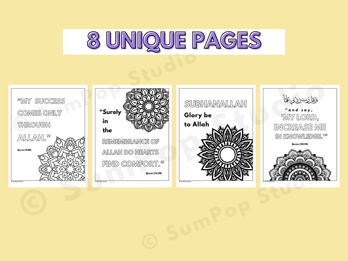 Islamic Mandala Coloring Pages: Quran Verses, Mindfulness (PDF) - Etsy
