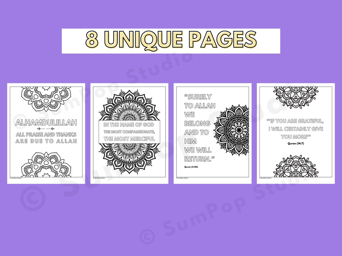 Islamic Mandala Coloring Pages: Quran Verses, Mindfulness (PDF) - Etsy