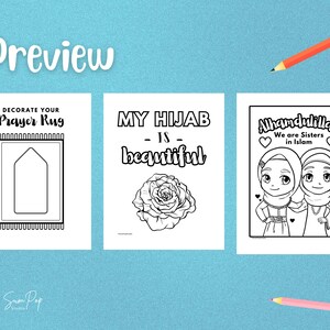 Muslim Girls My Hijab is Beautiful Coloring Pages With Islamic Word ...