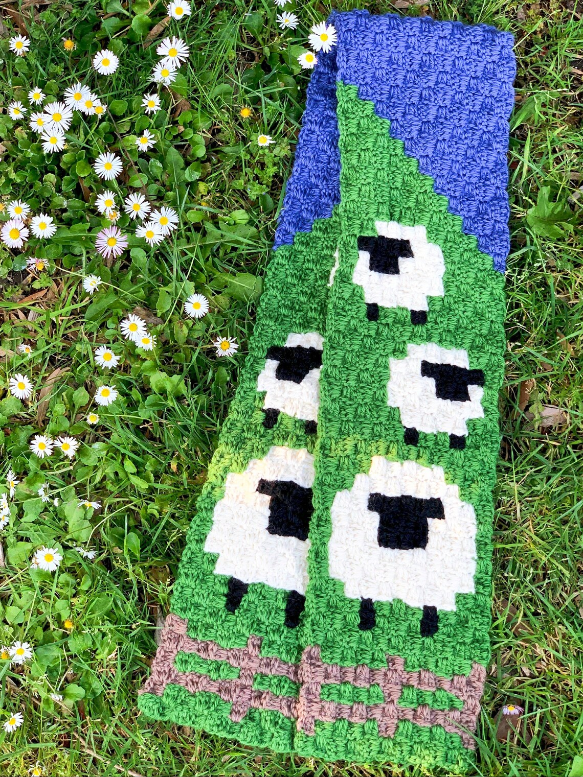 Crochet Pattern Sheep Scarf, C2C Crochet Farm Animal Pattern, Crochet ...