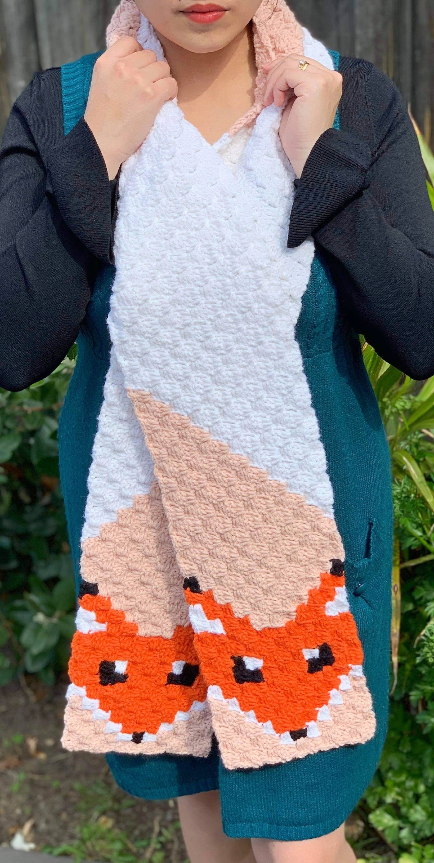 Crochet Pattern Red Fox & Bandit Fox Scarf, C2C Fox Scarf Pattern, 2 ...