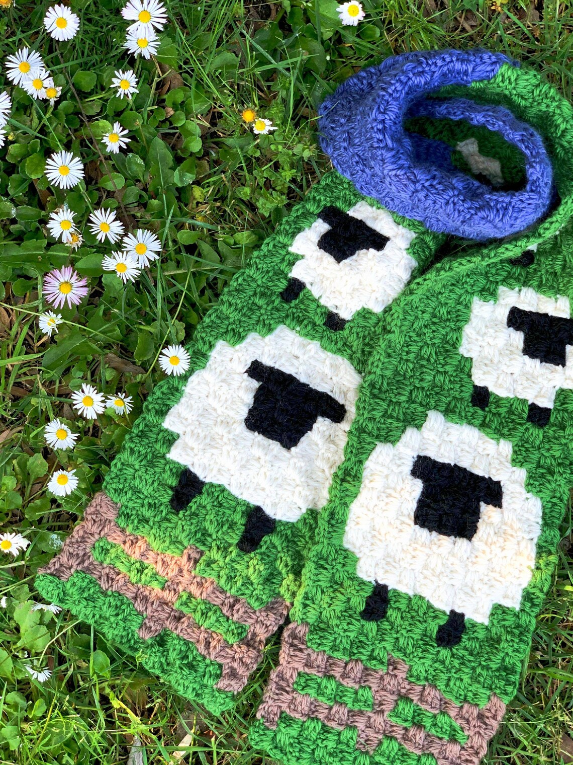 Crochet Pattern Sheep Scarf, C2C Crochet Farm Animal Pattern, Crochet ...