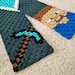 Crochet Pattern Minecraft Scarf, C2C Pattern Steve & Diamond Pickaxe ...