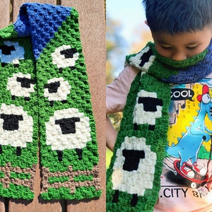 Crochet Pattern Sheep Scarf, C2C Crochet Farm Animal Pattern, Crochet ...