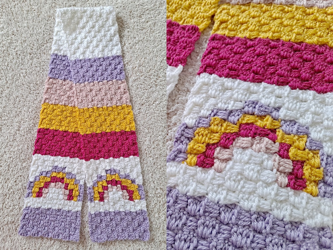 Crochet Pattern Rainbow Scarf, C2C Rainbow Scarf Pattern, Winter Scarf ...
