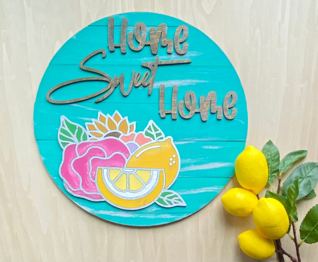 Summer Floral Laser Cut File, Lemons and Flowers Svg, Svg Shiplap ...