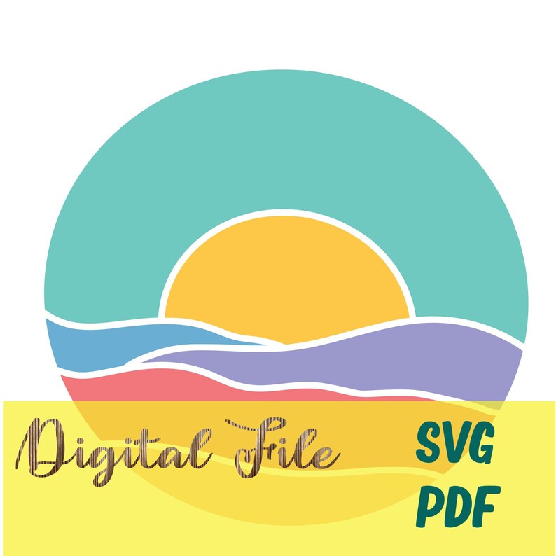 Sunset Scene Laser Cut File, Sunset Mosaic Laser Cut File, Sunset Laser ...