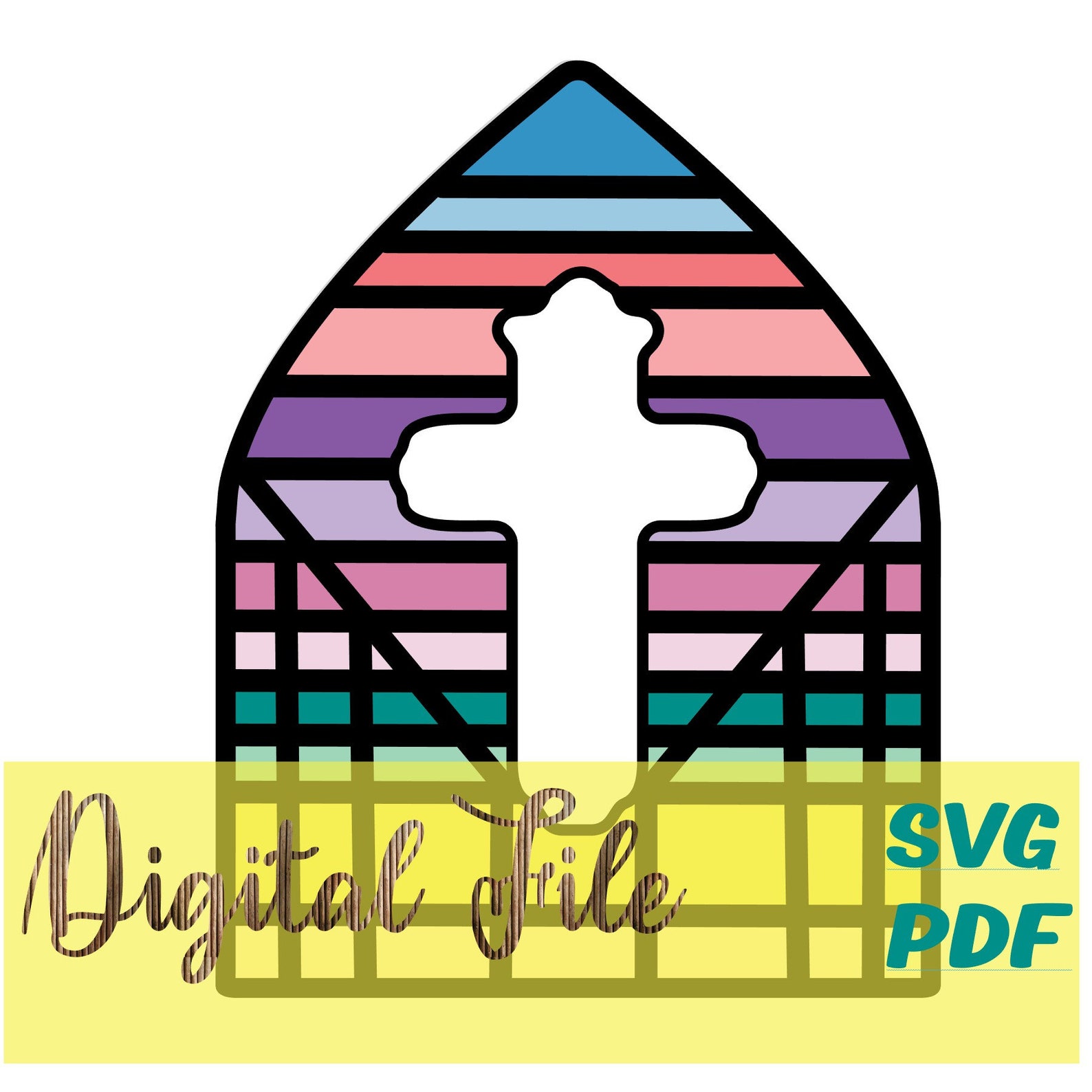Mosaic Window Laser Cut File, Cross Mosaic Laser Cut File, Mosaic Laser ...