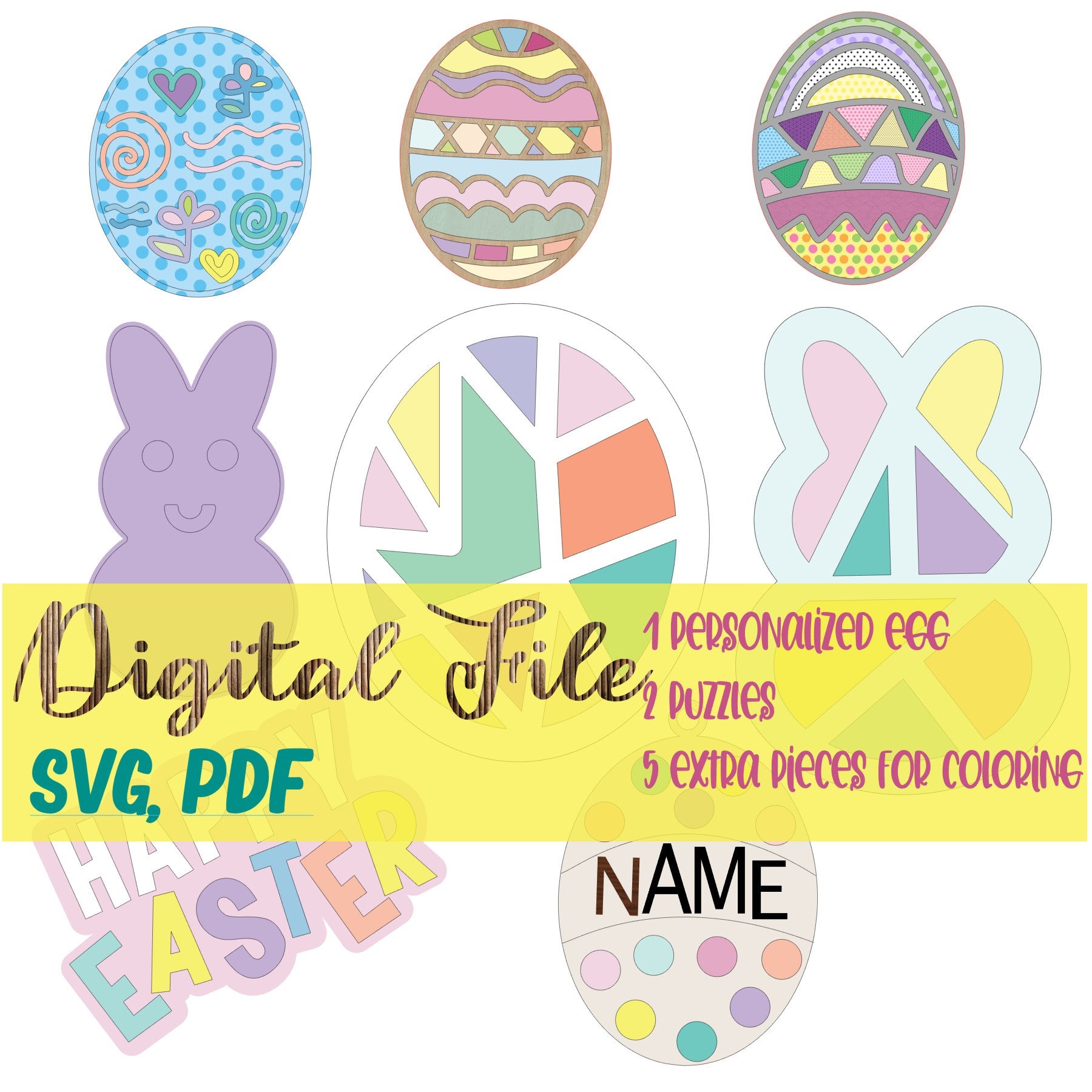 Easter DIY Kit Laser Cut File, Easter DIY Kit Sublimation File, Easter ...