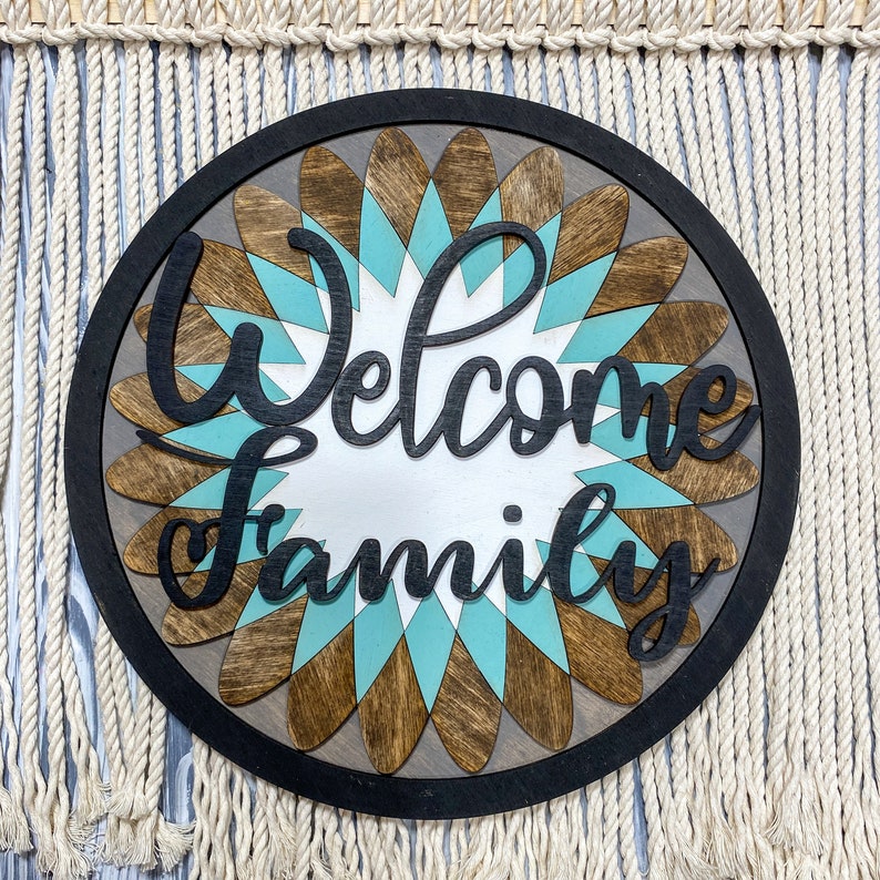 Welcome Quilt Sign. Circle Quilt Sign Laser Cut File, Welcome Boho Door ...