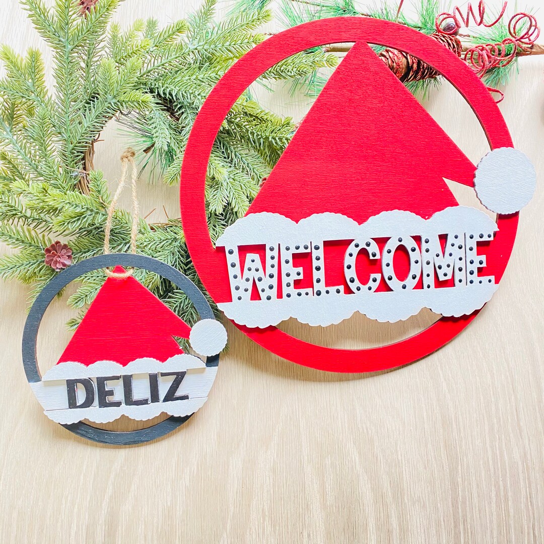 Split Santa Hat Laser Cut File, Split Santa Hat Monogram, Hohoho Santa ...