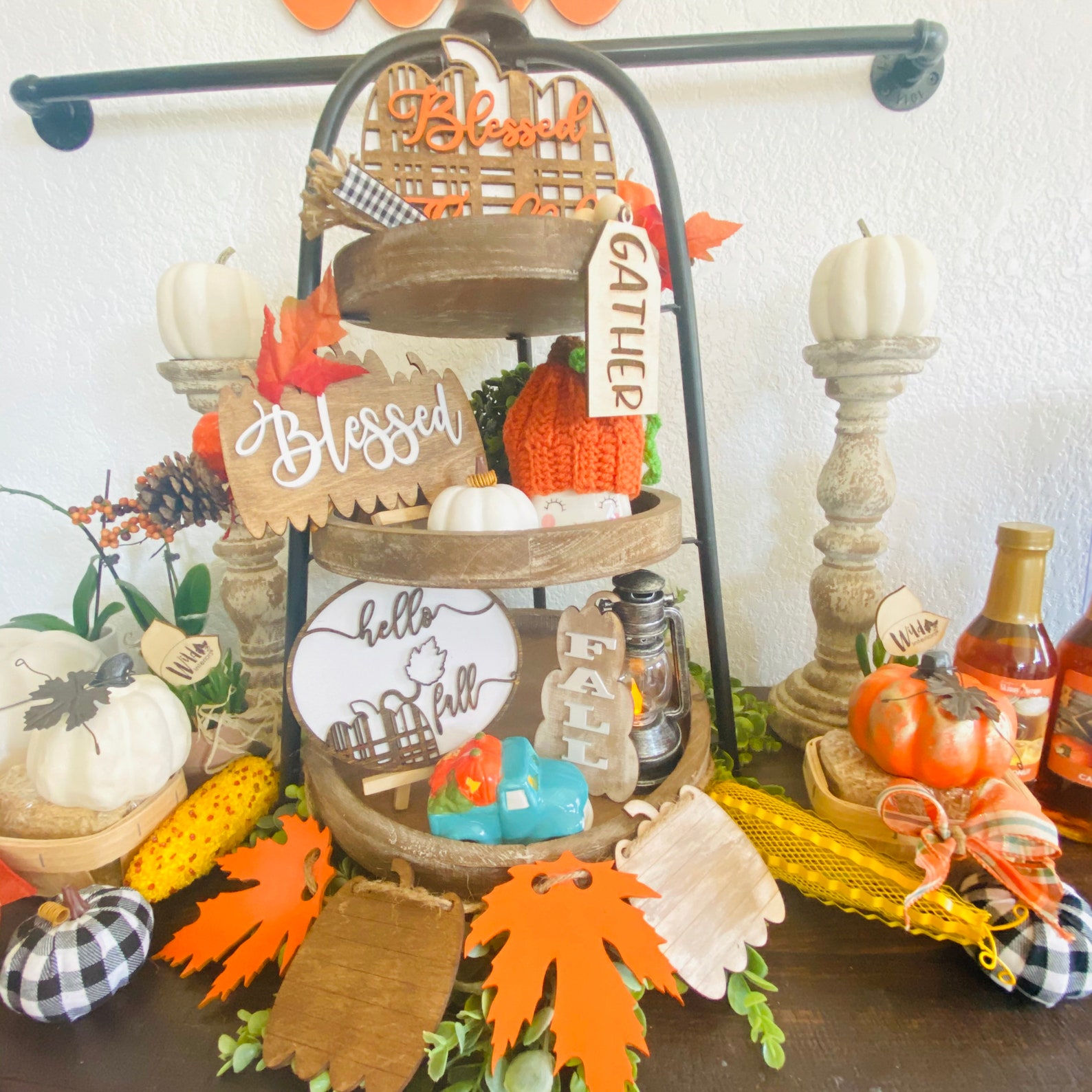 Fall Tiered Tray Fall Tiered Tray Laser Cut File Hello Fall | Etsy