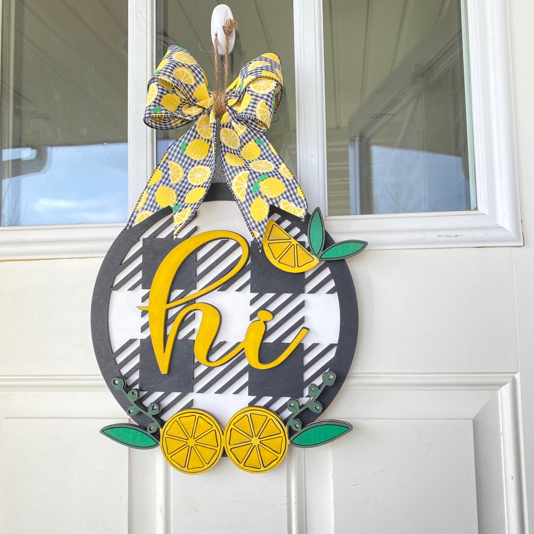 Lemon Sign Bundle, Buffalo Check Lemon Sign, Lemon Door Hanger ...