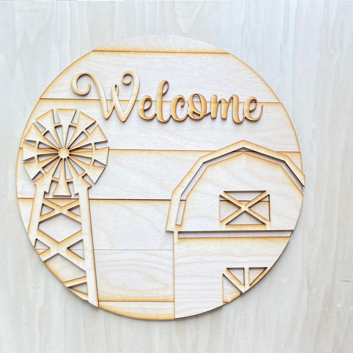 Shiplap Welcome Farmhouse Round, Shiplap Door Hanger Cut File, Laser ...